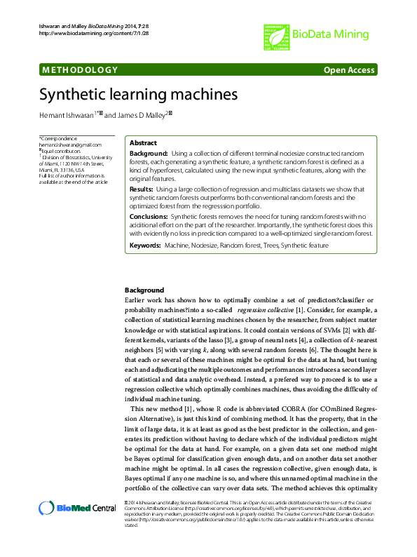 (PDF) Synthetic learning machines
