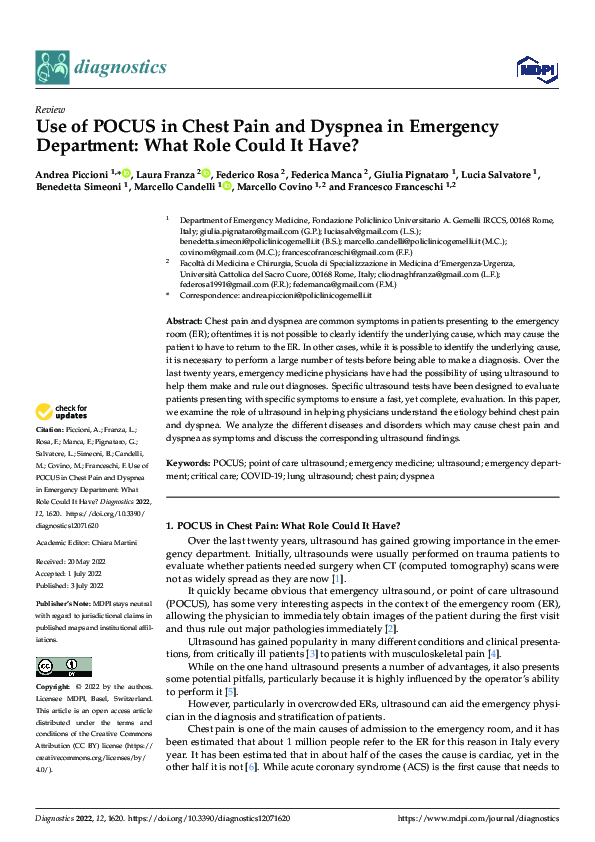 (PDF) Use of POCUS in Chest Pain and Dyspnea in Emergency Department ...