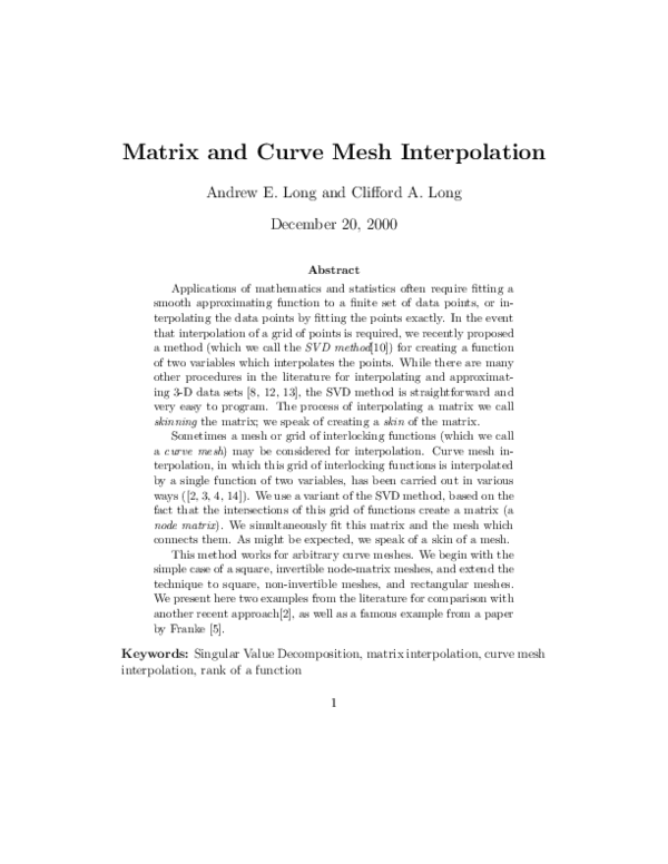 (PDF) Matrix and Curve Mesh Interpolation