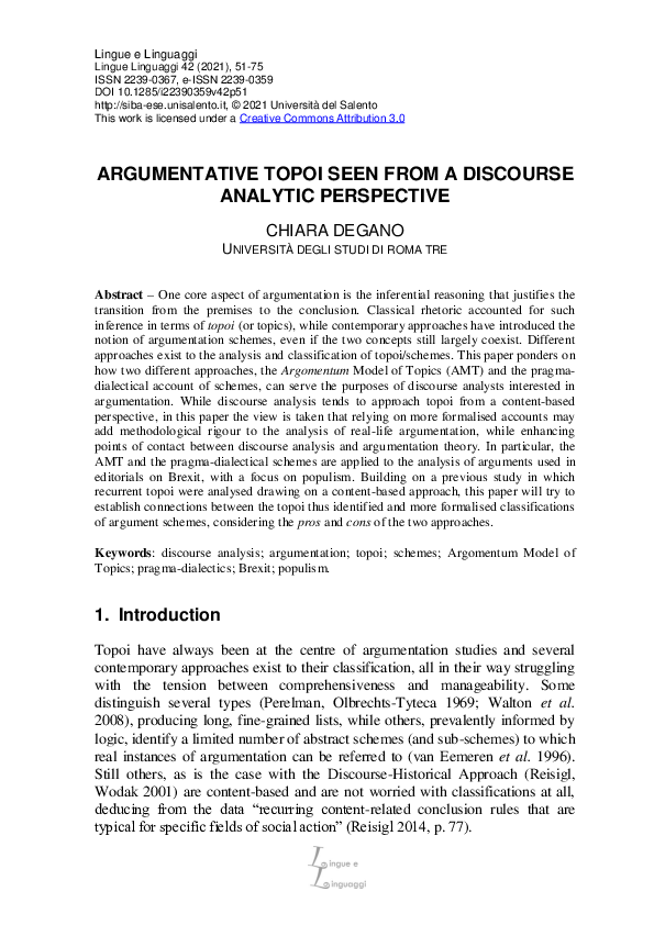 (PDF) Argumentative topoi seen from a discourse analytic perspective