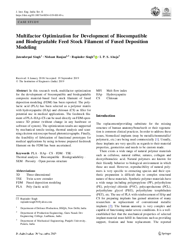 (PDF) Multifactor Optimization for Development of Biocompatible and ...