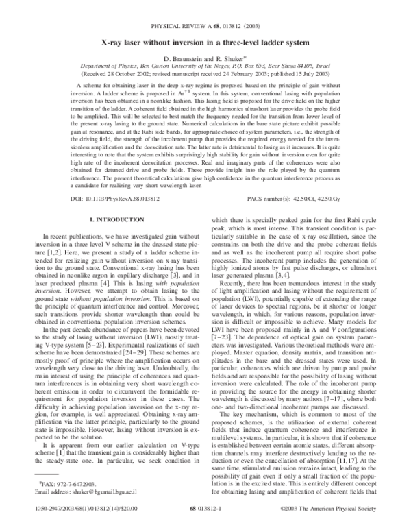 (PDF) X-ray laser without inversion in a three-level ladder system