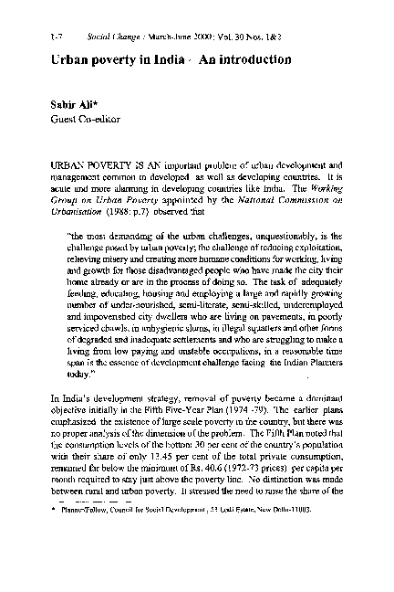 (PDF) Urban poverty in India-An introduction