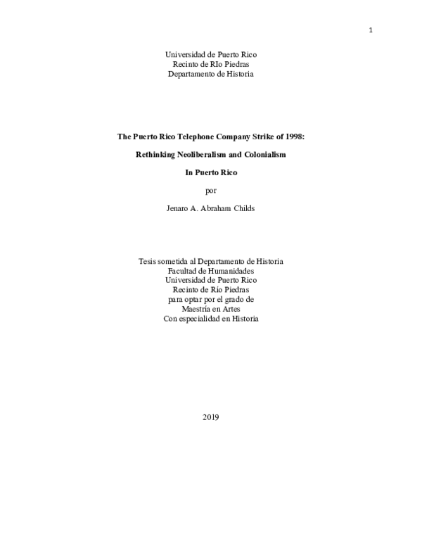 (DOC) The Puerto Rico Telephone Company Strike of 1998: Rethinking ...