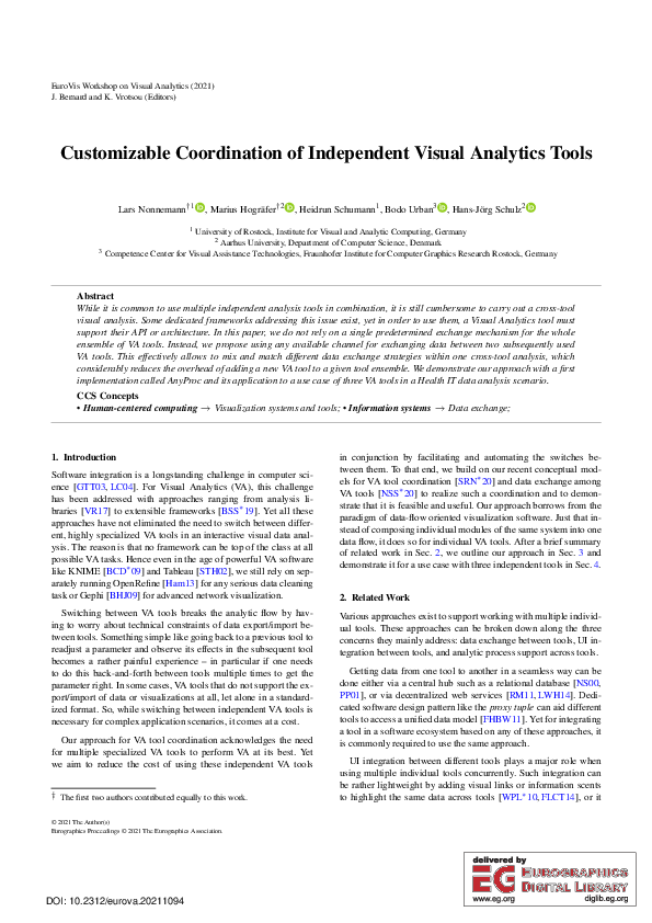 (PDF) Customizable Coordination of Independent Visual Analytics Tools