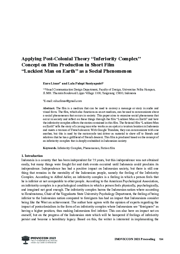 (PDF) Applying Post-colonial theory “Inferiority Complex” Concept on ...