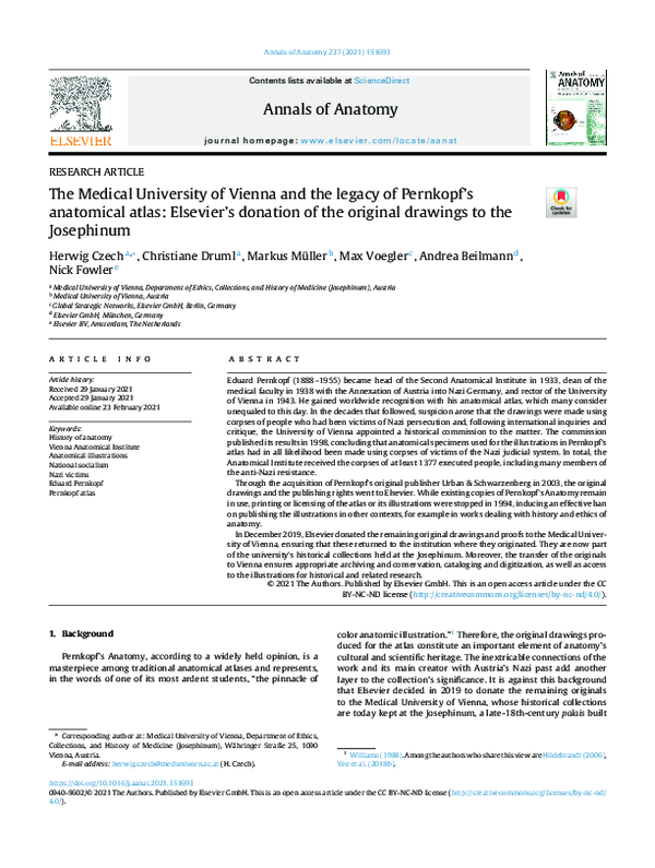 (PDF) The Medical University of Vienna and the legacy of Pernkopf's ...