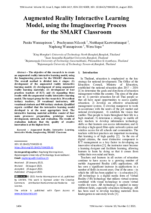 (PDF) Augmented Reality Interactive Learning Model, using the ...