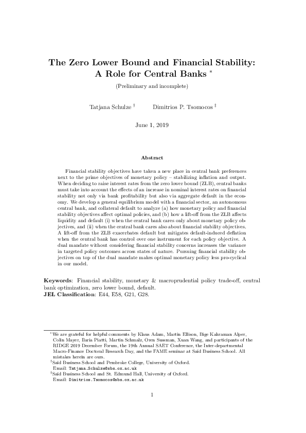 (PDF) The Zero Lower Bound and Financial Stability: A New Role for ...