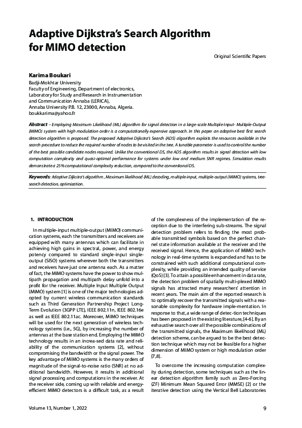 (PDF) Adaptive Dijkstra’s Search Algorithm for MIMO detection