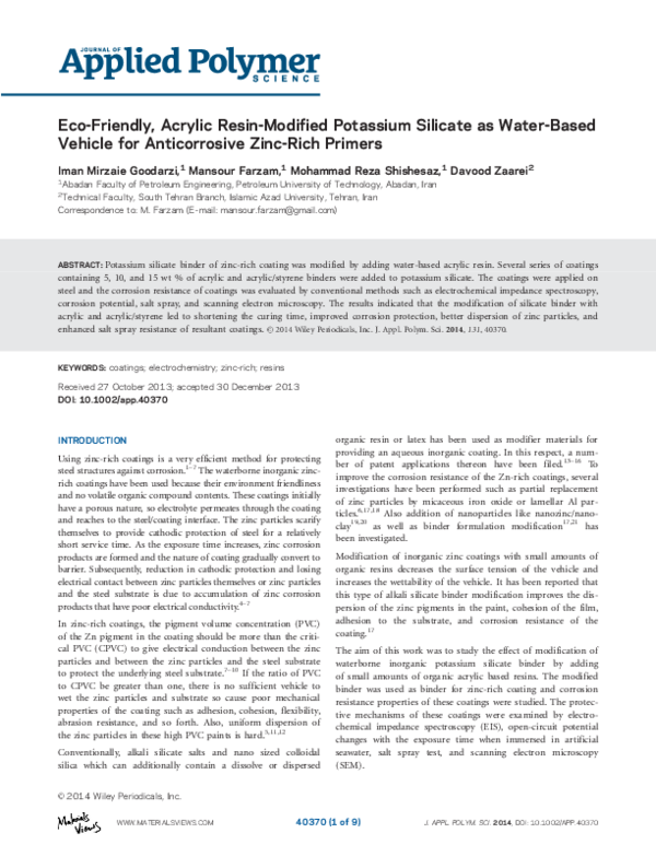 (PDF) Eco-friendly, acrylic resin-modified potassium silicate as water ...