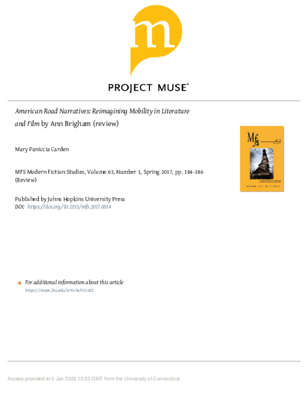 (PDF) American Road Narratives: Reimagining Mobility in Literature and ...