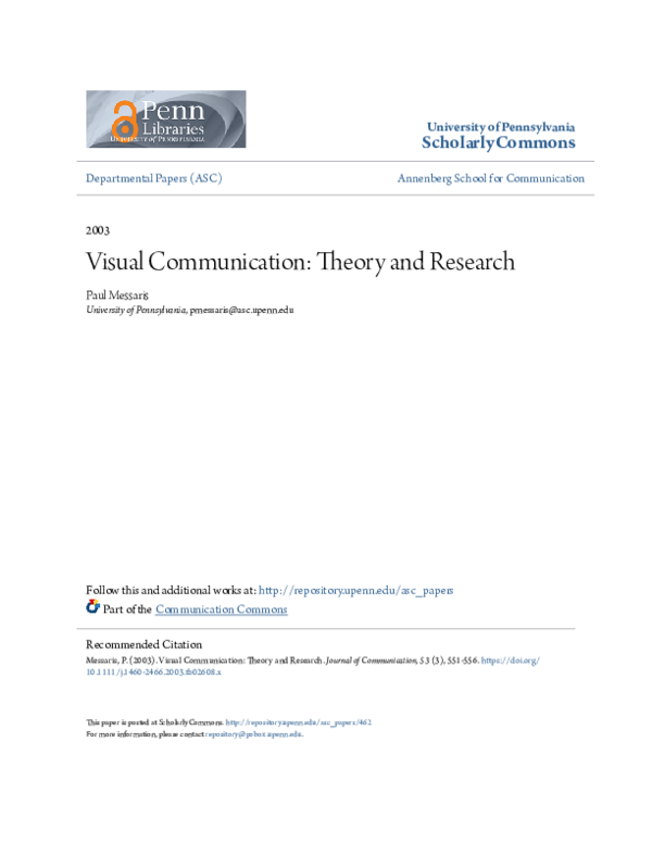 (PDF) Visual Communication: Theory and Research