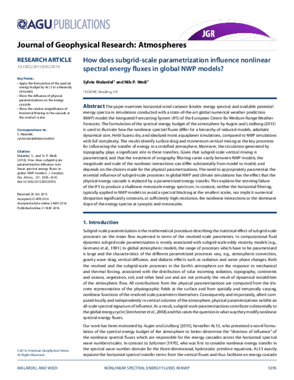 (PDF) How does subgrid-scale parametrization influence nonlinear ...