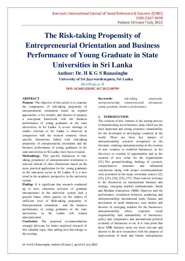 (PDF) The Risk-taking Propensity of Entrepreneurial Orientation and ...