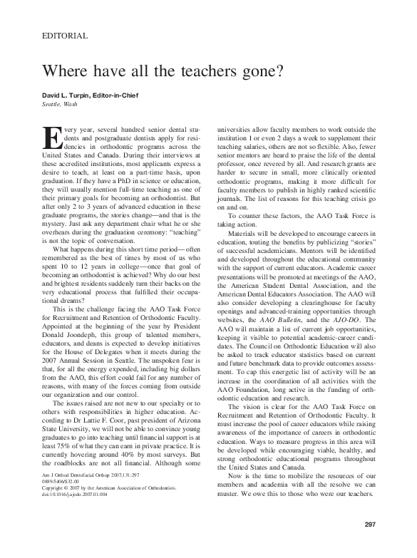 (PDF) Where have all the teachers gone?