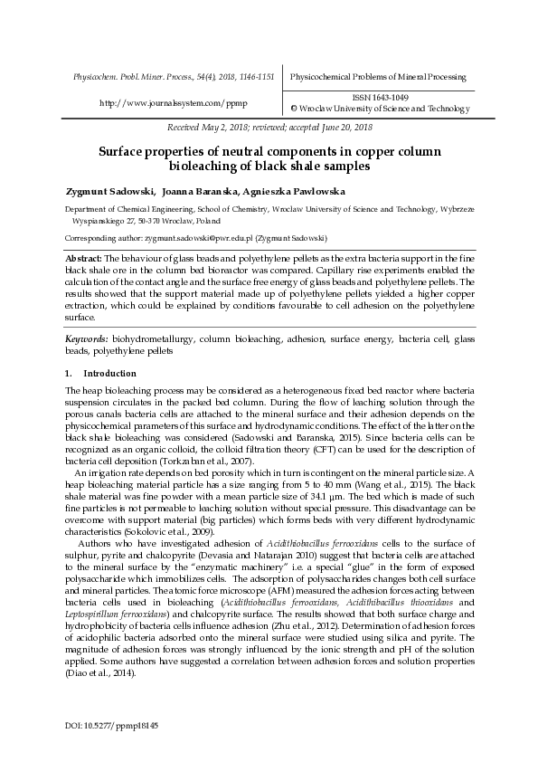 (PDF) Surface properties of neutral components in copper column ...