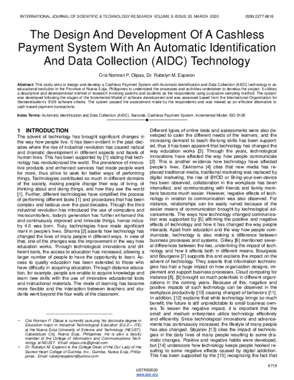 (PDF) The Design And Development Of A Cashless Payment System With An Automatic Identification ...