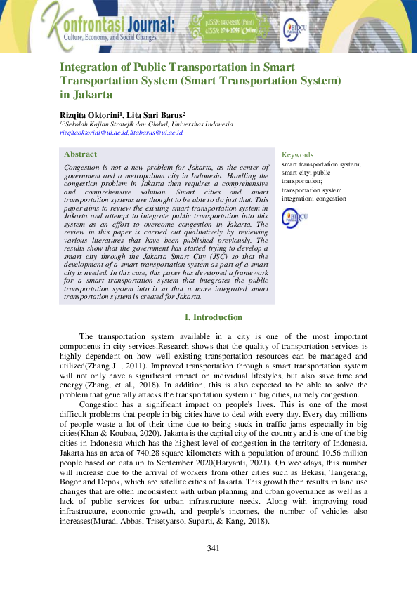 (PDF) Integration of Public Transportation in Smart Transportation ...