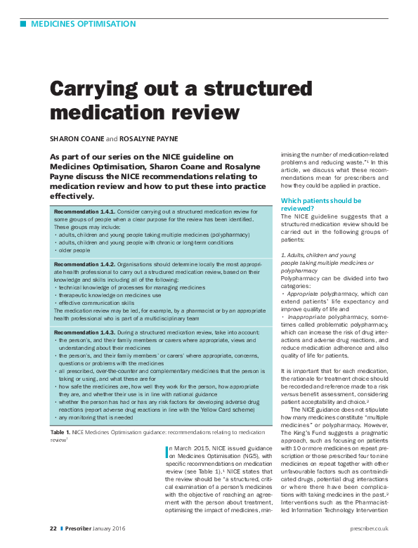 (PDF) Carrying out a structured medication review