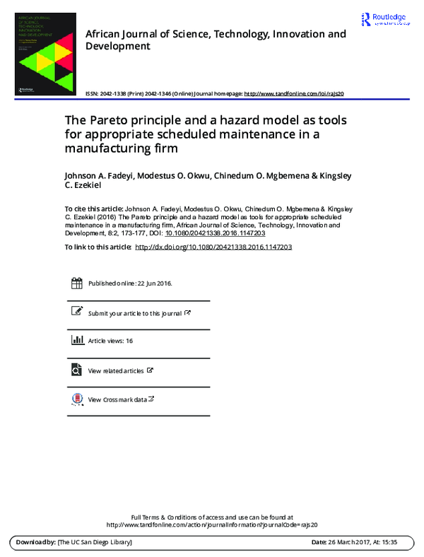 (PDF) The Pareto principle and a hazard model as tools for appropriate ...