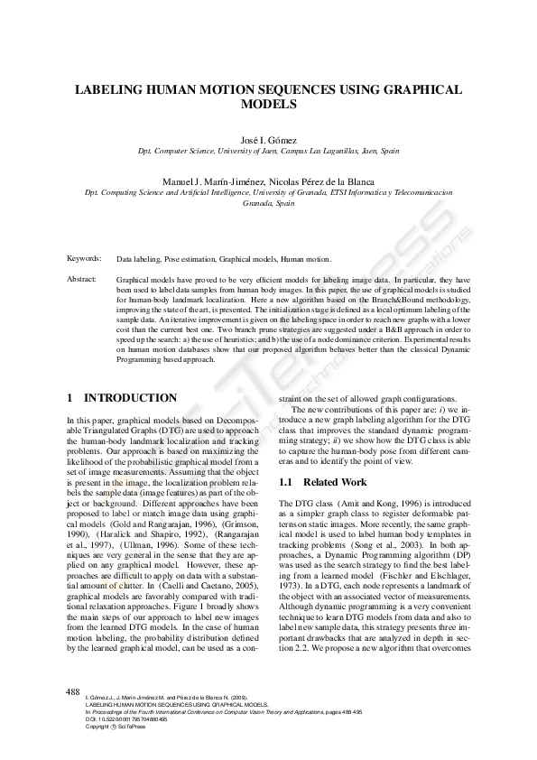 (PDF) Labeling Human Motion Sequences Using Graphical Models