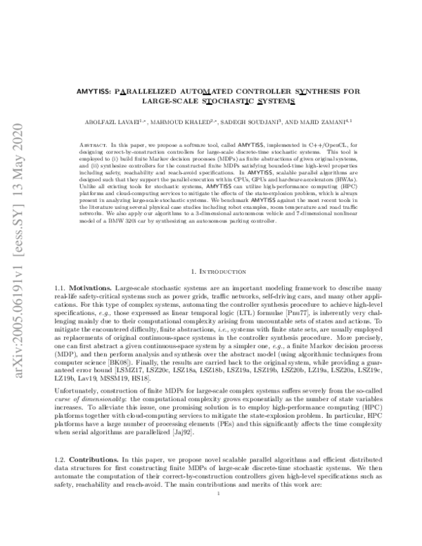 (PDF) AMYTISS: Parallelized Automated Controller Synthesis for Large ...