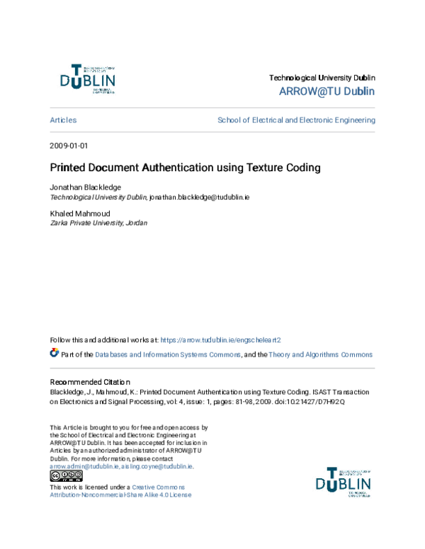 (PDF) Printed Document Authentication using Texture Coding | mahmoud Khaled - Academia.edu