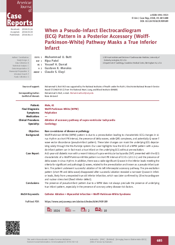 (PDF) When a Pseudo-Infarct Electrocardiogram (ECG) Pattern in a ...