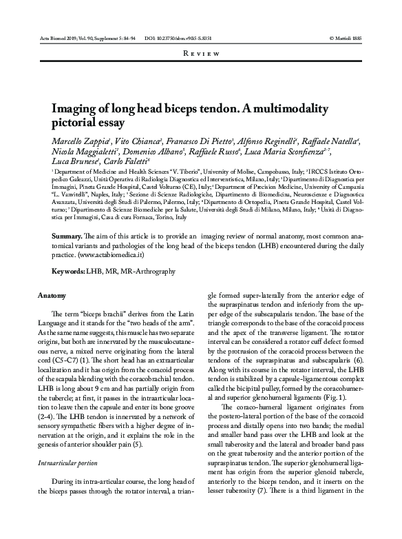 Pdf Imaging Of Long Head Biceps Tendon A Multimodality Pictorial