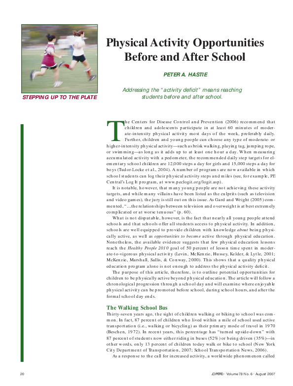 (PDF) Physical Activity Opportunities Before and After School