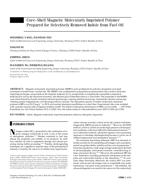 (PDF) Core-Shell Magnetic Molecularly Imprinted Polymers as Sorbent for ...