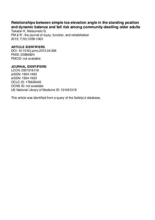 (PDF) Relationships Between Simple Toe Elevation Angle in the Standing ...