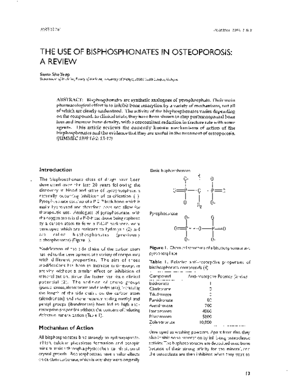(PDF) The Use of Bisphosphonates In Osteoporosis: A Review