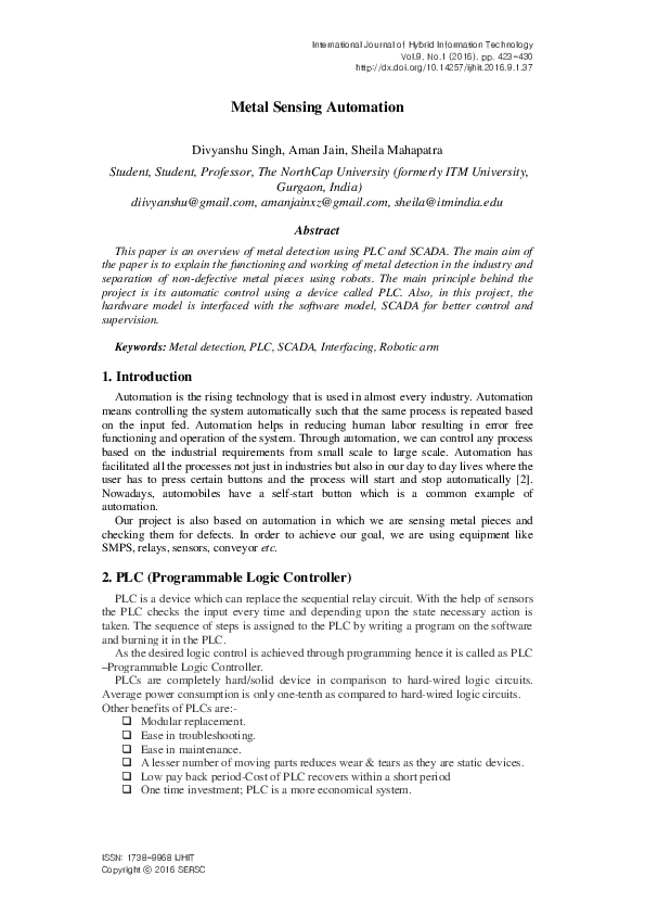(PDF) Metal Sensing Automation