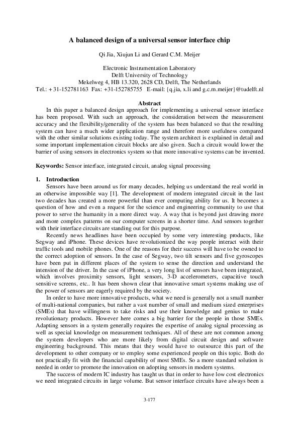 (PDF) A balanced design of a universal sensor interface chip