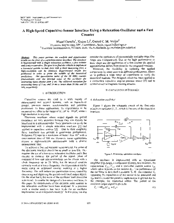 (PDF) A high-speed capacitive-sensor interface using a relaxation oscillator and a fast counter