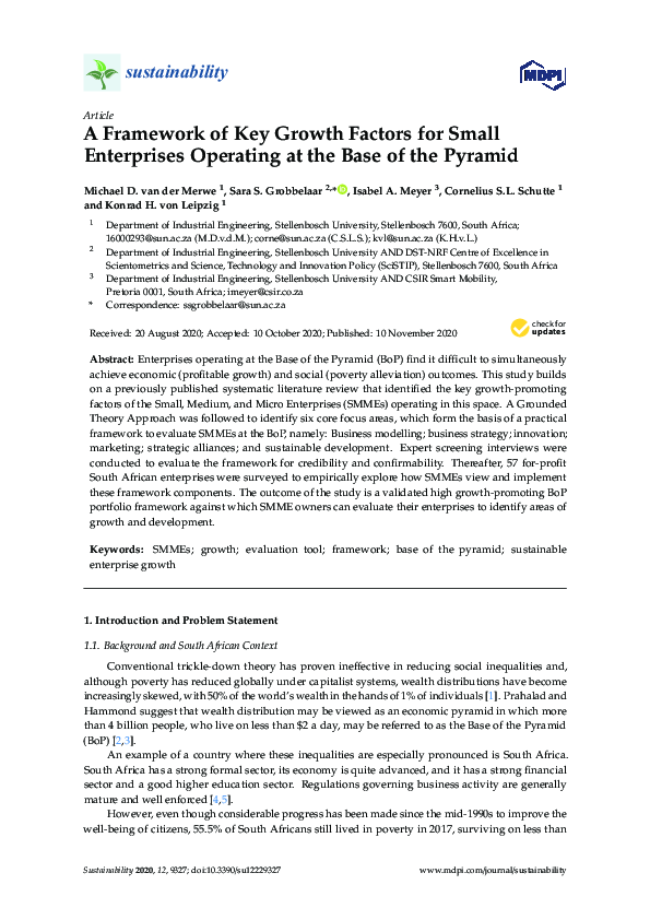 (PDF) A Framework of Key Growth Factors for Small Enterprises Operating ...