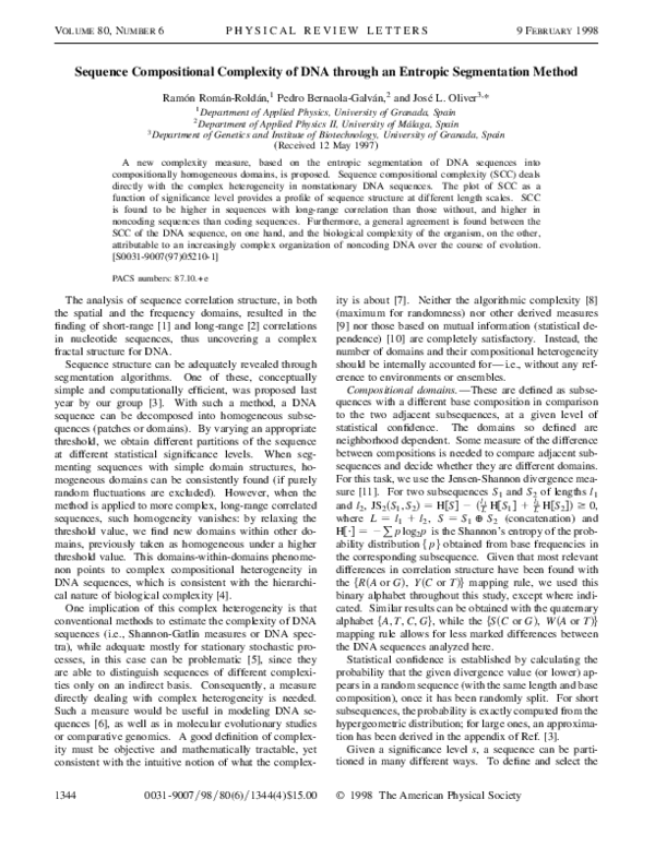 (PDF) Sequence Compositional Complexity of DNA through an Entropic Segmentation Method