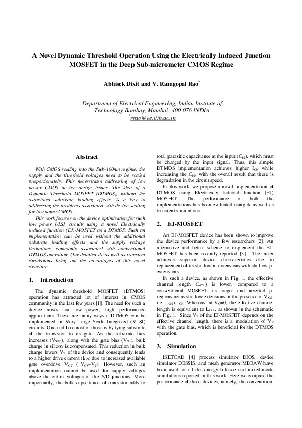 (PDF) A novel dynamic threshold operation using electrically induced ...