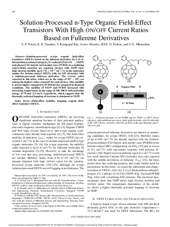 (PDF) Solution-Processed n-Type Organic Field-Effect Transistors With ...