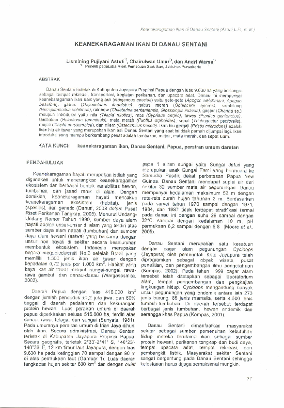 (PDF) Keanekaragaman Ikan DI Danau Sentani