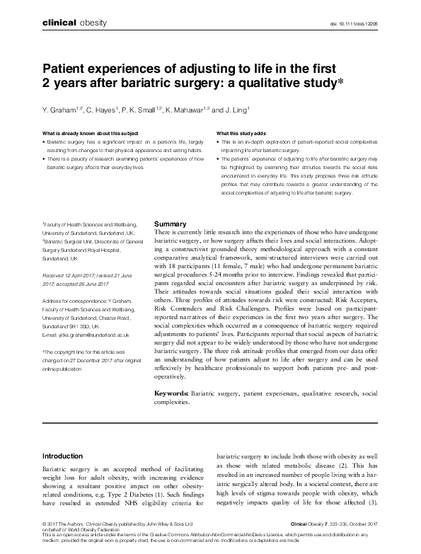 (PDF) Patient experiences of adjusting to life in the first 2 years ...