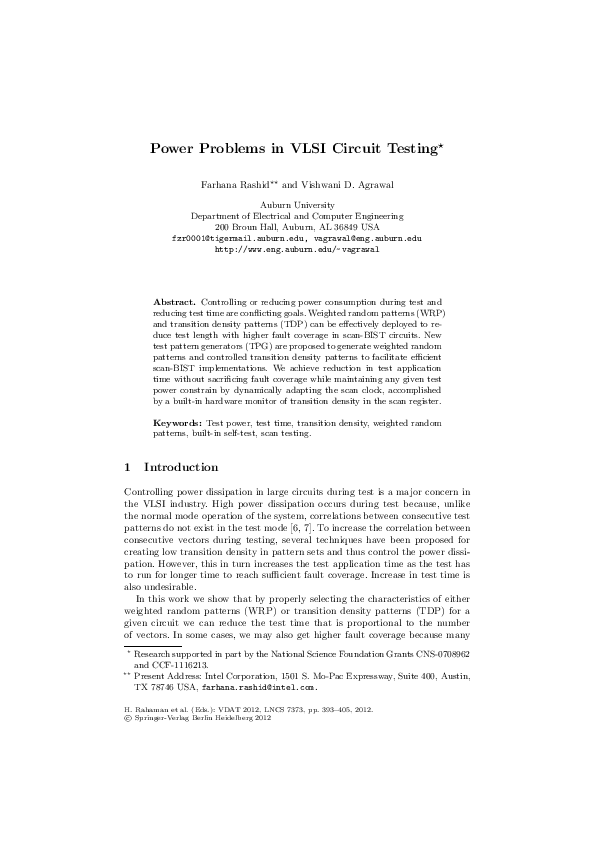 Pdf Power Problems In Vlsi Circuit Testing Farhana Rashid 2020