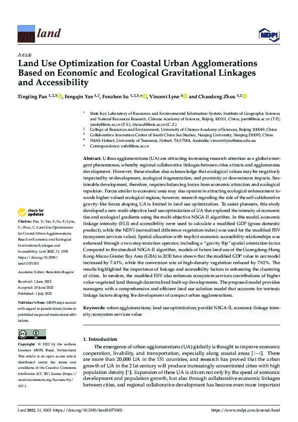 (PDF) Land Use Optimization for Coastal Urban Agglomerations Based on Economic and Ecological ...