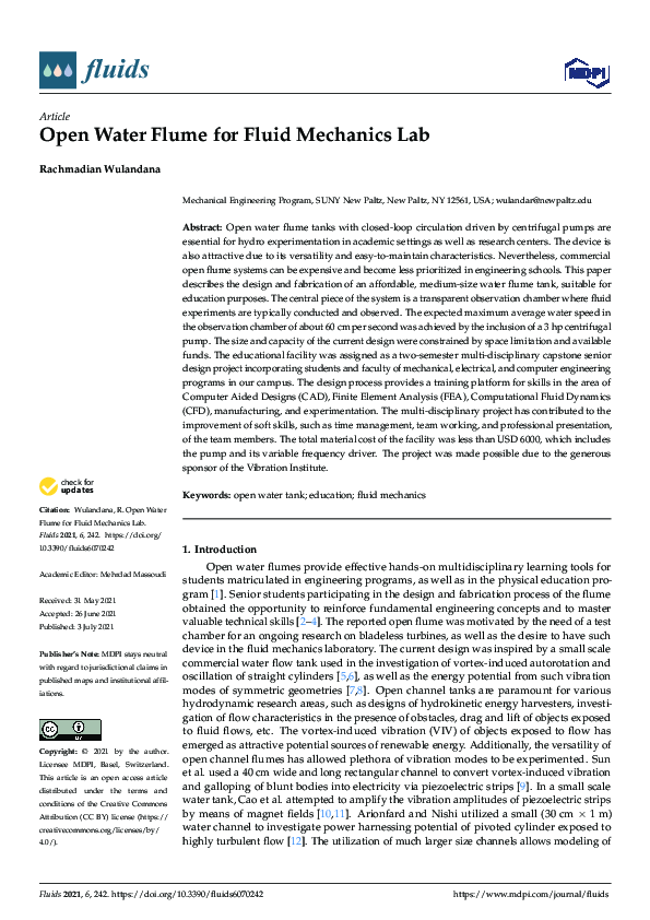 (PDF) Open Water Flume for Fluid Mechanics Lab