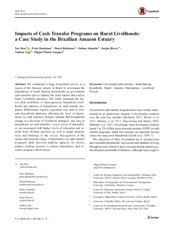 (PDF) Impacts of Cash Transfer Programs on Rural Livelihoods: a Case ...