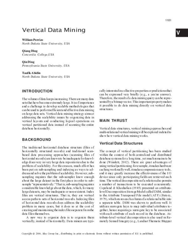 (PDF) Vertical Data Mining
