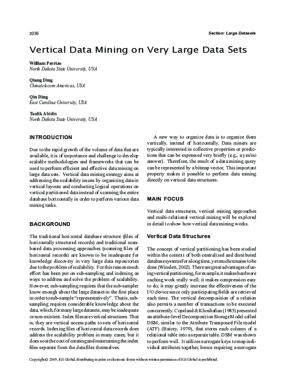 (PDF) Vertical Data Mining on Very Large Data Sets