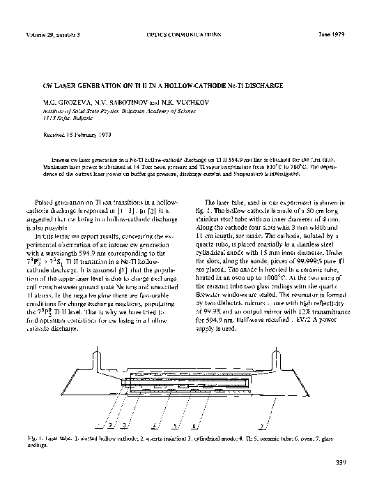 (PDF) Cw laser generation on Tl II in a hollow-cathode Ne-Tl discharge